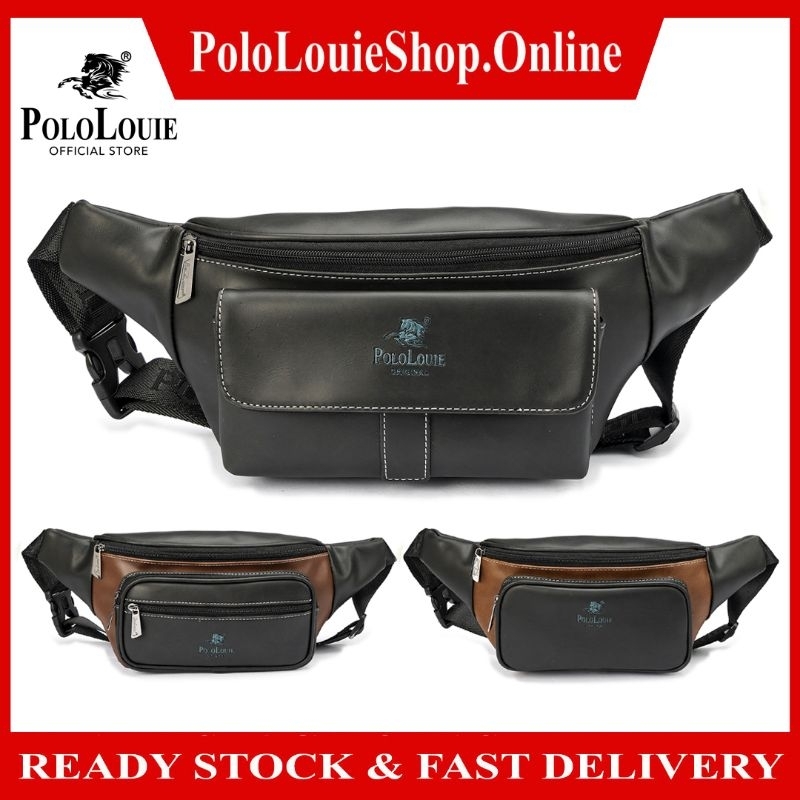 Original Polo Louie Durable Faux Leather Two-Tone Waist Bag For Men ...