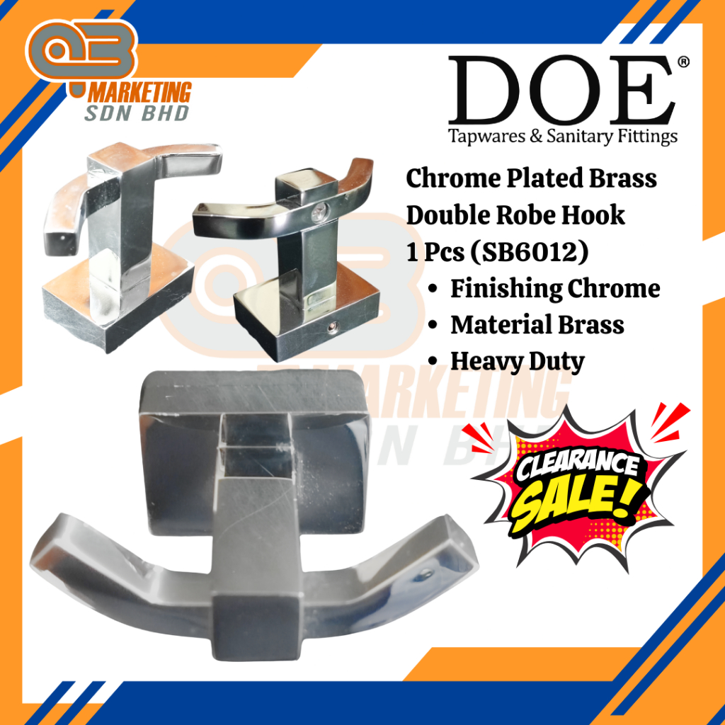 DOE Chrome Plated Brass Double Robe Hook 1 Pcs | SB6012 | SB6000 ...