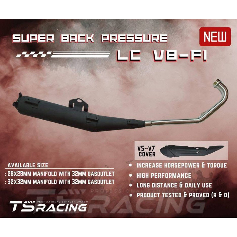 YAMAHA LC135 FI V8 EXHAUST TS RACING SUPER BACK PRESSURE 28MM 32MM ...