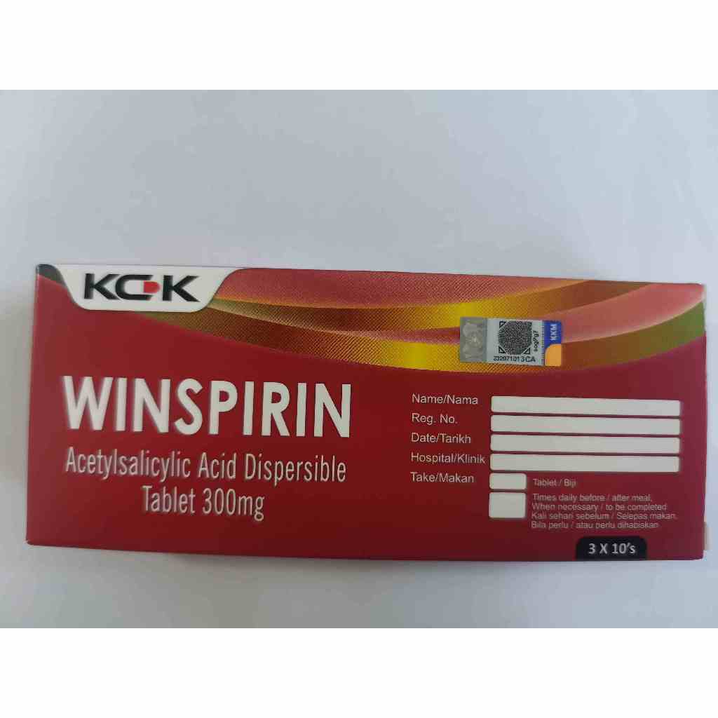 Winspirin 300mg Tablet 30 Tabs Exp 02/2026 Acetylsalicylic Acid ...