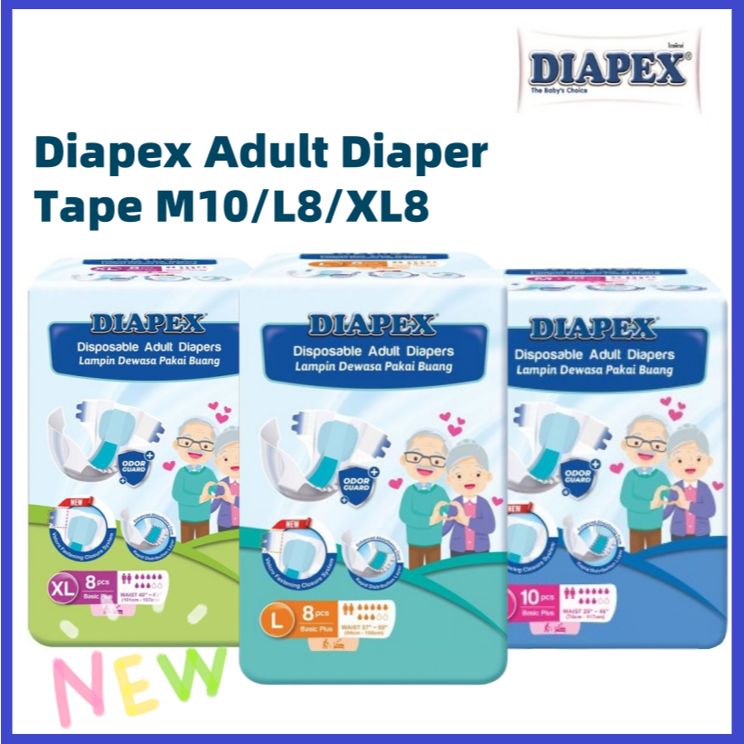 DIAPEX adult diapers basic Tape 成人尿片 M & L size Dewasa Lampin | Shopee ...
