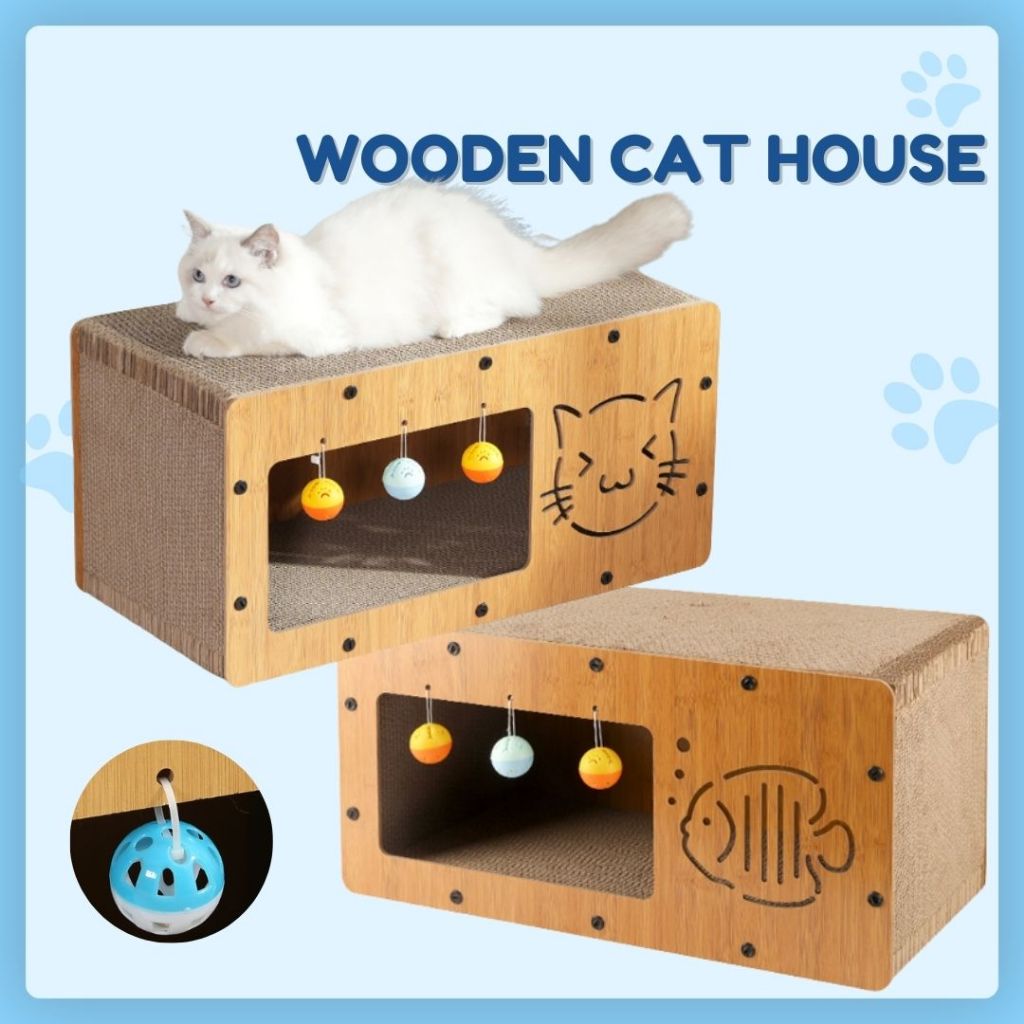 Multifunctional Cat Wood Box Cat House Wood Cage High Density ...
