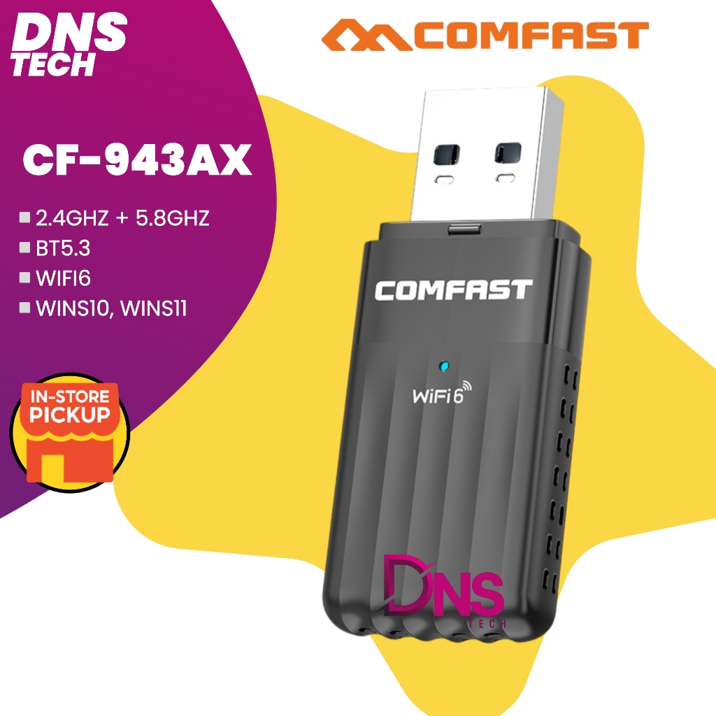 COMFAST WiFi6 BT5.3 USB Adapter CF-943AX Driver-Free Bluetooth5.3 Dual ...