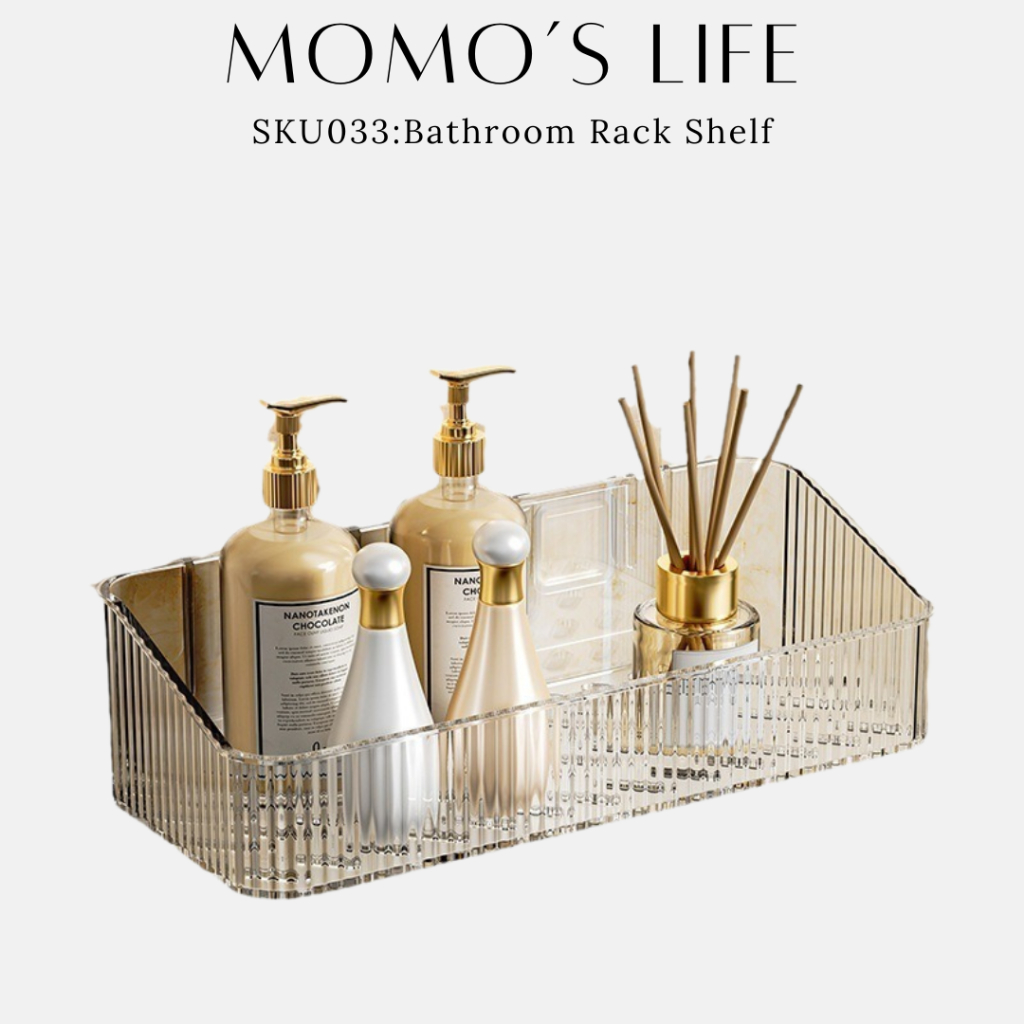 MOMO'S Japanese Style Bathroom Rack Shelf Transparent No Drill Storage ...