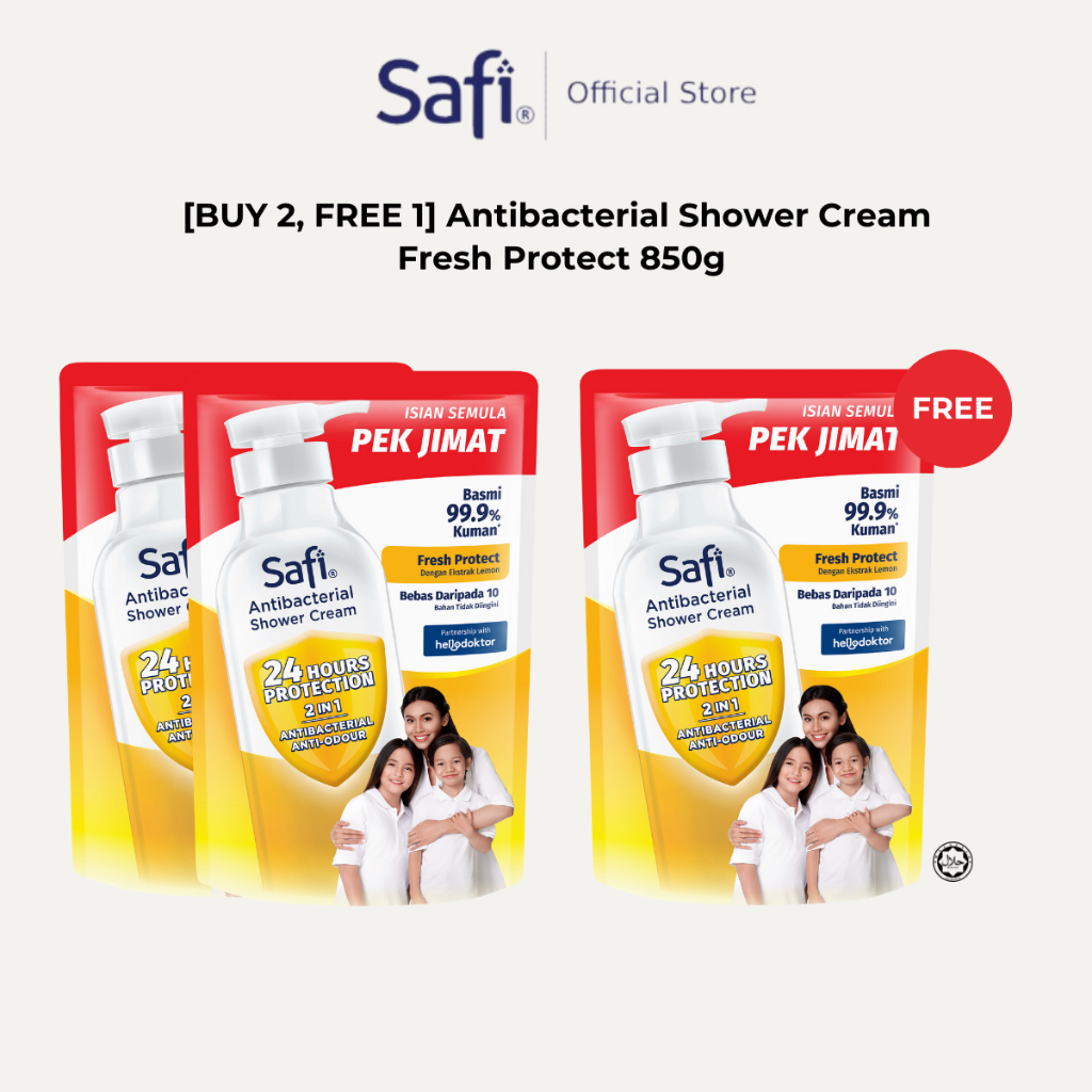[Buy2Free1] Safi Antibacterial Shower Cream Fresh Protect 850g | Kills ...
