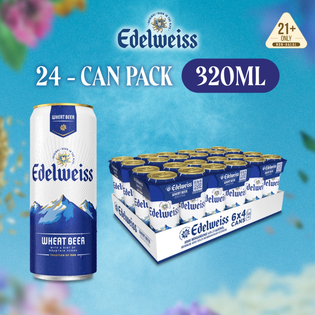 Edelweiss Alps Wheat Beer Can 4.9% Alcohol (24 x 320ml) | Shopee Malaysia