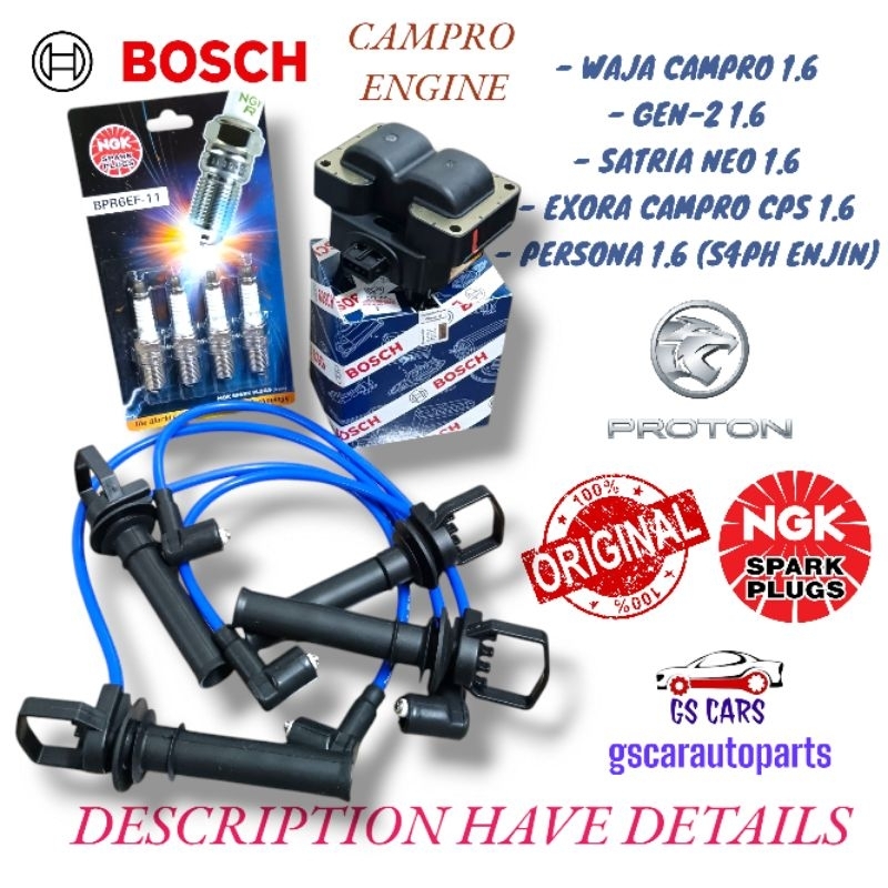 100% Original Bosch ignition plug coil plug cable ori ngk plug proton ...