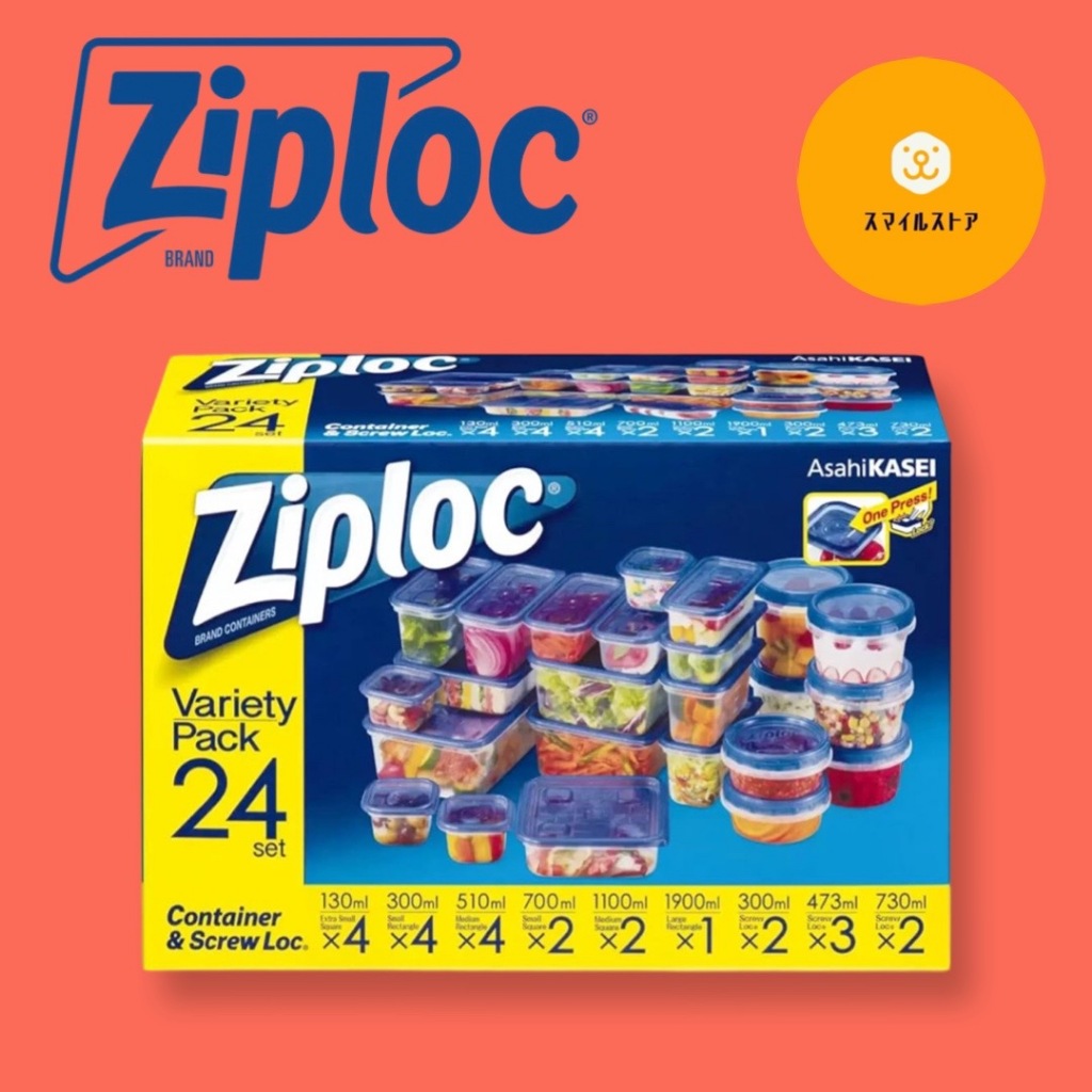Ziploc Container Set, 9 Types, 24 Pieces, Plastic【Delivered from Japan】 | Shopee Malaysia