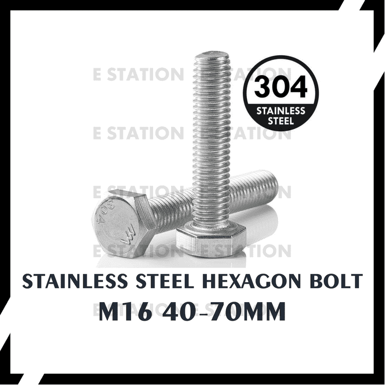 HEXAGON BOLT M16 304 STAINLESS STEEL HEXAGON BOLT 304不锈钢六角螺栓 | Shopee Malaysia