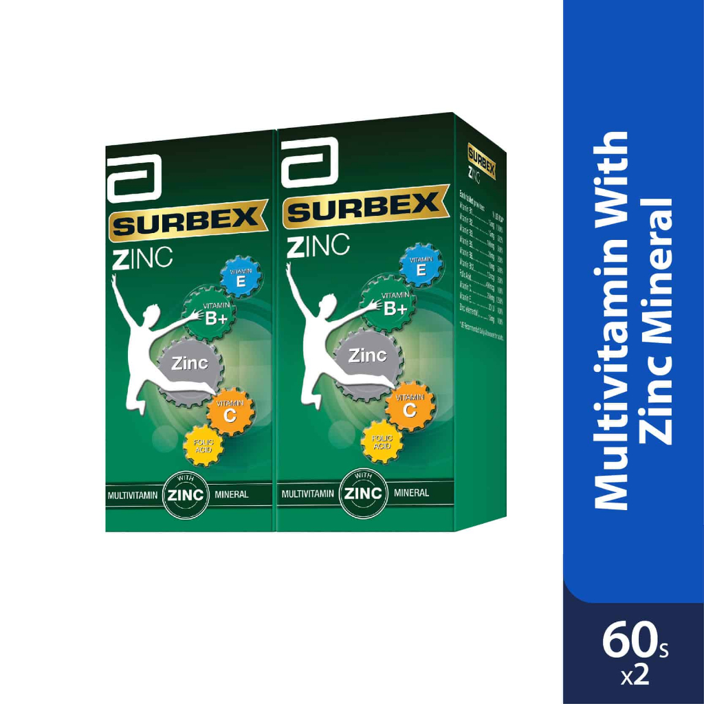 Abbott Surbex Zinc B-Plus 2x60 tablets (TWIN PACK)- New Stock | Shopee ...