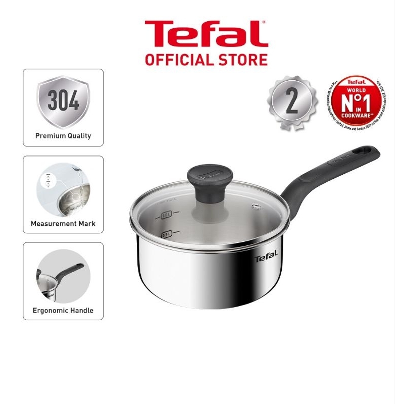 Tefal Starter Saucepan W/Lid 16cm (Stainless-steel cookware, Premium quality stainless-steel ...