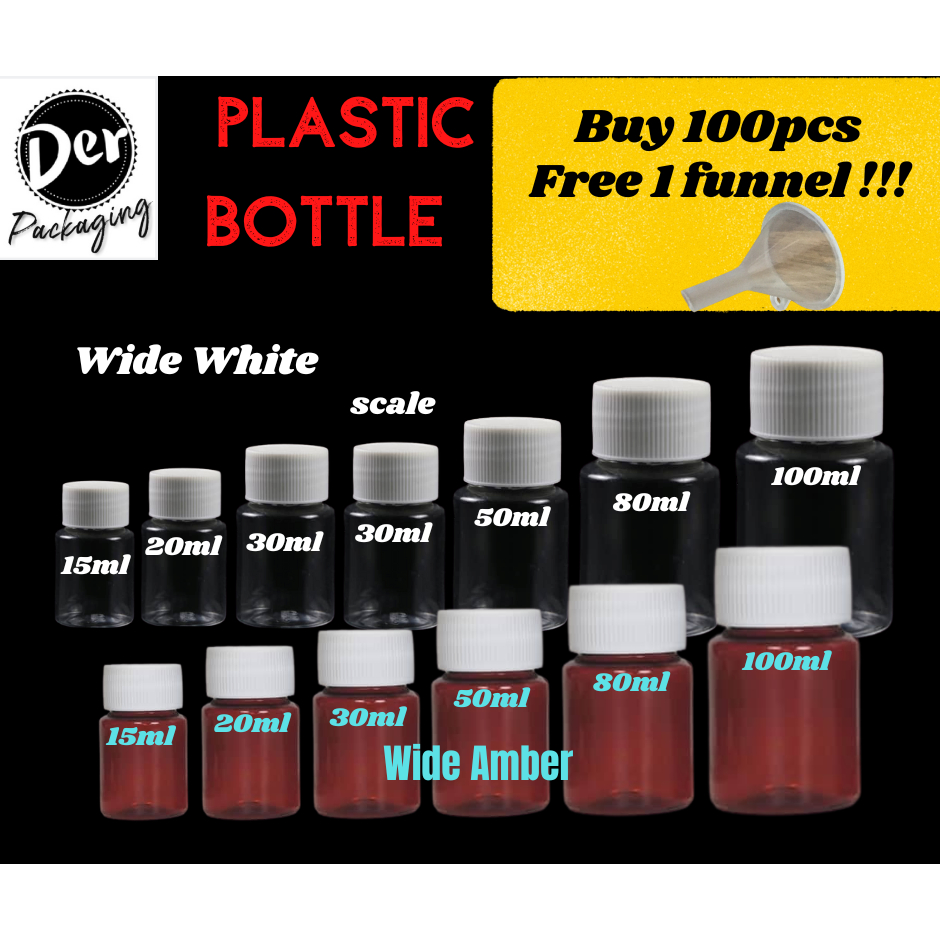 [Plastic Bottle] Botol Plastik Botol Sampel 15ml, 20ml, 30ml, 50ml, 80ml, 100ml Sample Bottle ...
