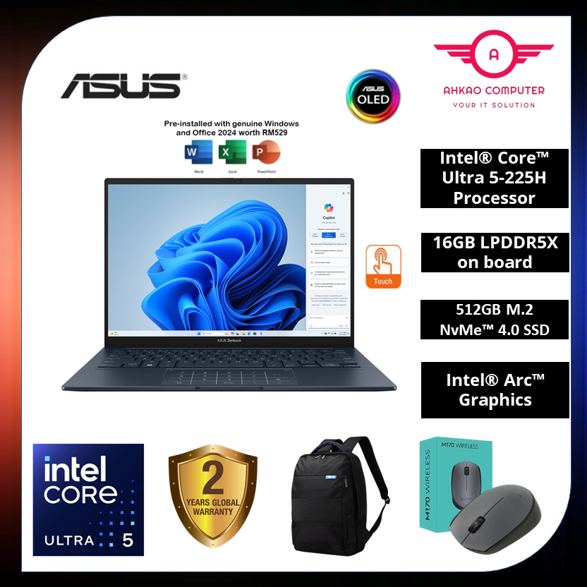 Asus Zenbook 14 OLED UX3405C-APZ148WS 14" 3K Laptop Ponder Blue ( CU5 ...