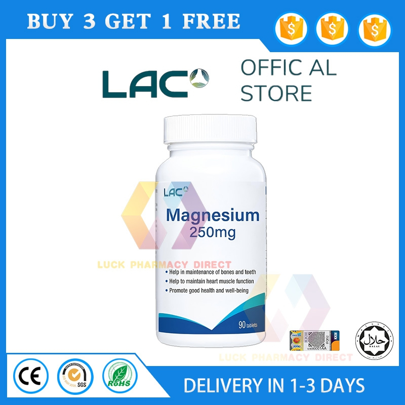Buy 3 Get 1 Free LUCK LAC Magnesium 250MG Tablet 90S (Was Known As GNC ...
