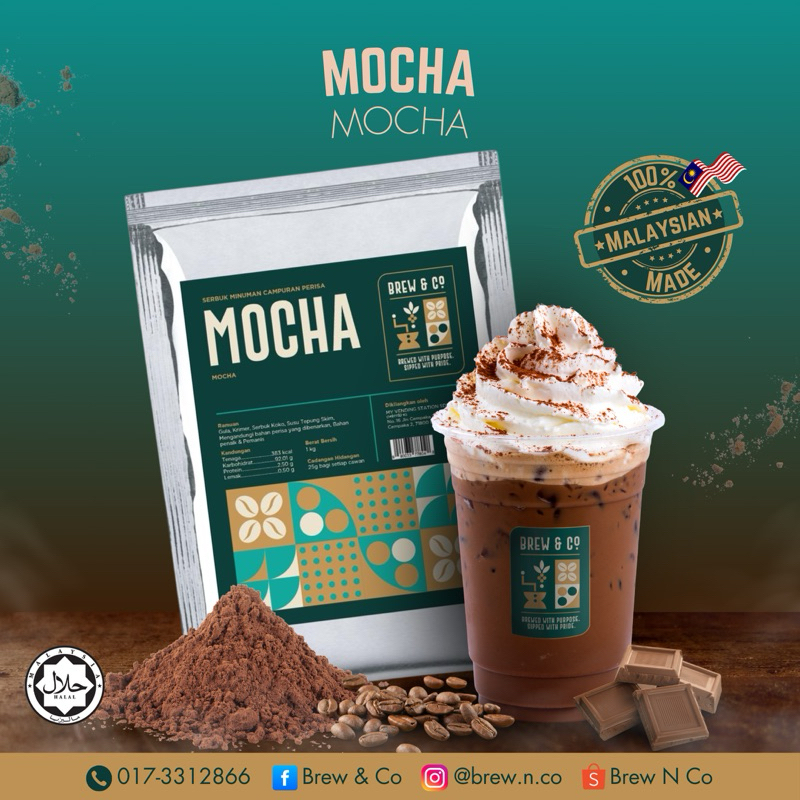Serbuk Minuman Premix 3 in 1 MOCHA 1KG Brew n Co | Shopee Malaysia
