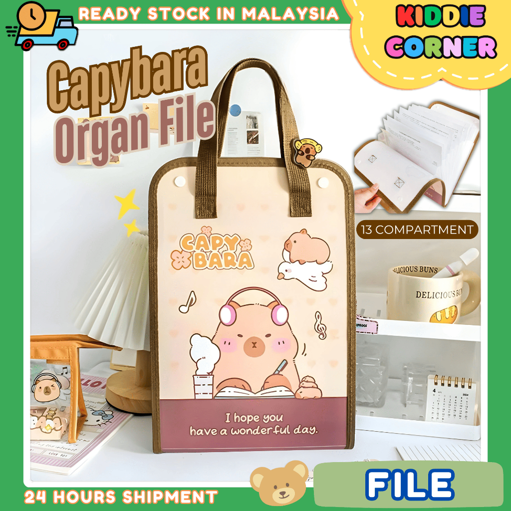 Capybara organ 13 layer hand carry file paper kids student storage gift ...