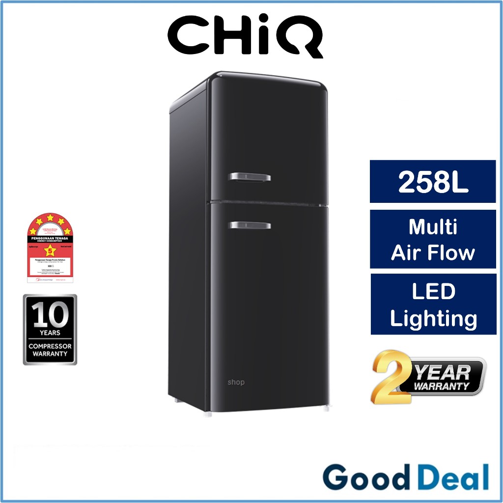 Chiq 258L Retro 2 Door Vintage Inverter Refrigerator Fridge Peti Sejuk ...