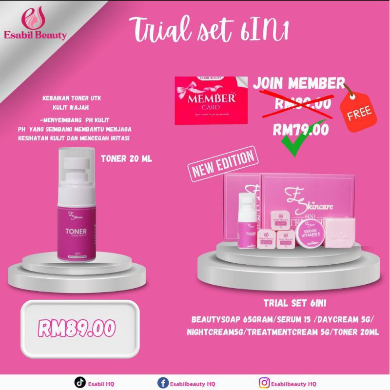 Trial set 6 in 1 esabil skincare (Ada freegift ) | Shopee Malaysia