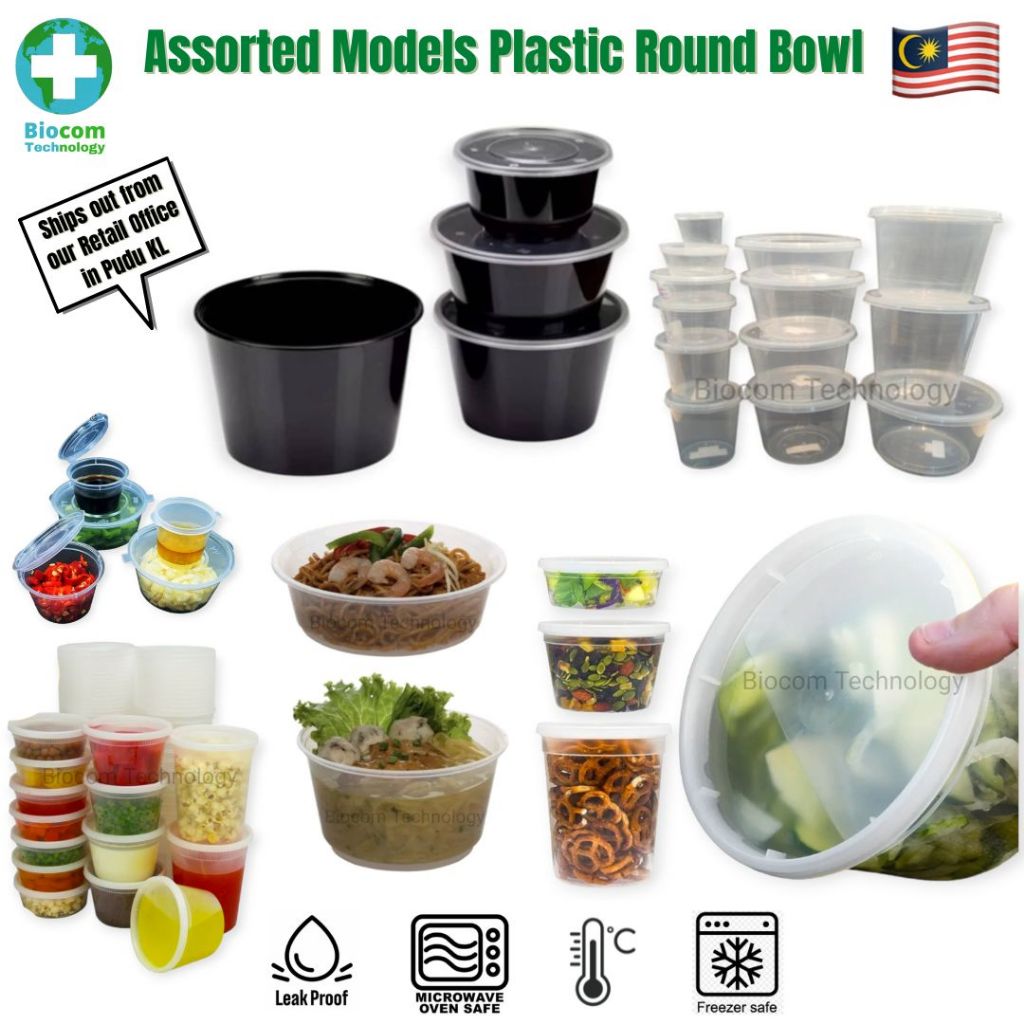 Assorted Models Plastic Black Clear Round Soup Bowl With Lid Food ...