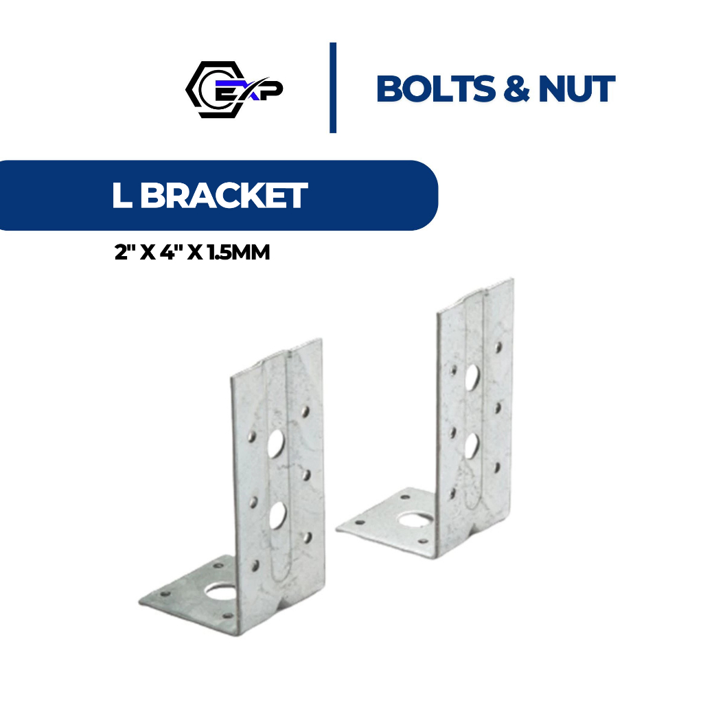 (1 PCS) Galvanized iron (GI) L-BRAKET 2X4 1.5mm (bracket besi) | Shopee ...