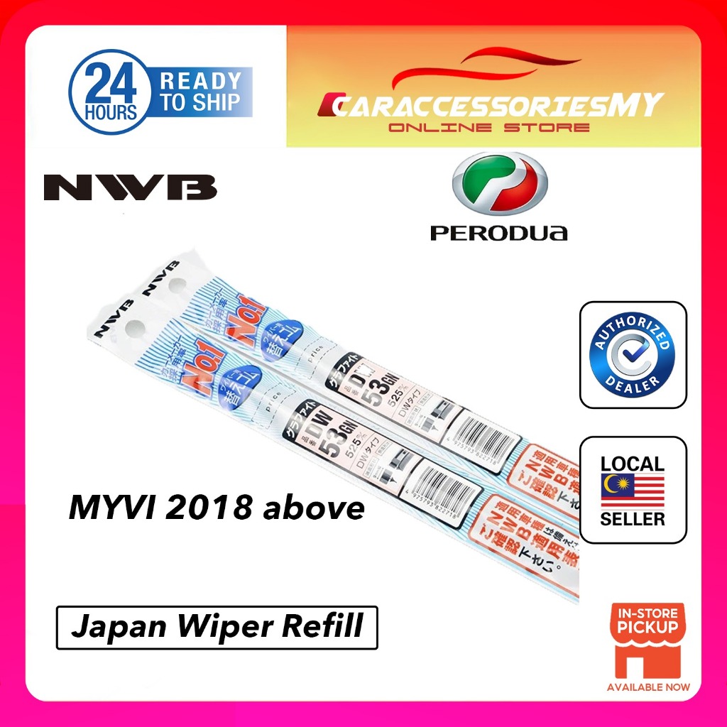 NWB JAPAN WIPER REFILL RUBBER (2 PCS) for NEW PERODUA MYVI 2018 2019 wiper blade refill | Shopee ...