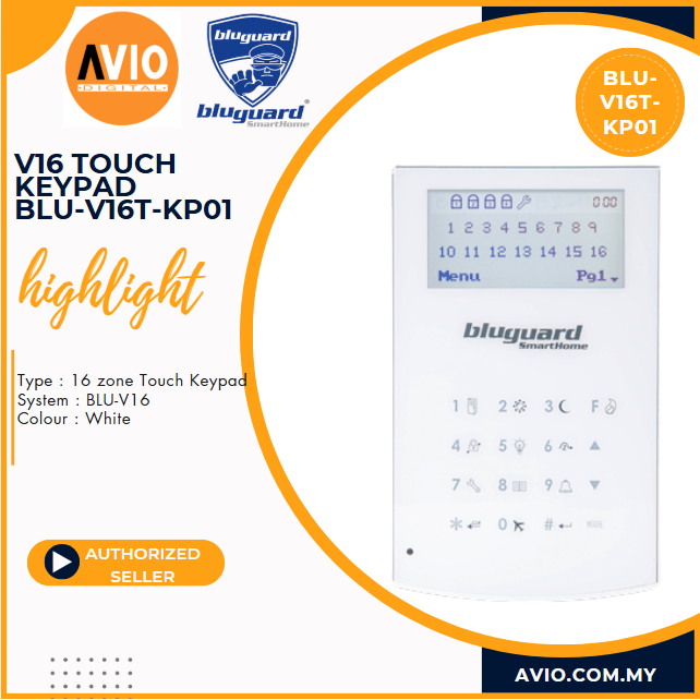 Bluguard Alarm V16PLUS V16+ V16 16 Zone LCD Touch Screen Keypad V16 Alarm System use BLU-V16T ...