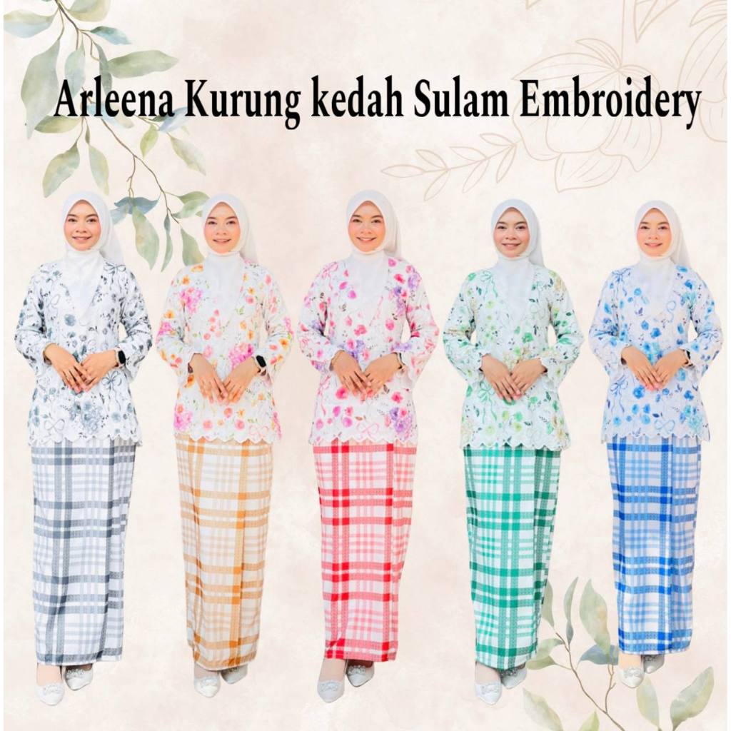 ARLEENA BAJU KURUNG KEDAH SULAM EMBROIDERY PEARL WHITE (0102) BY DE ...