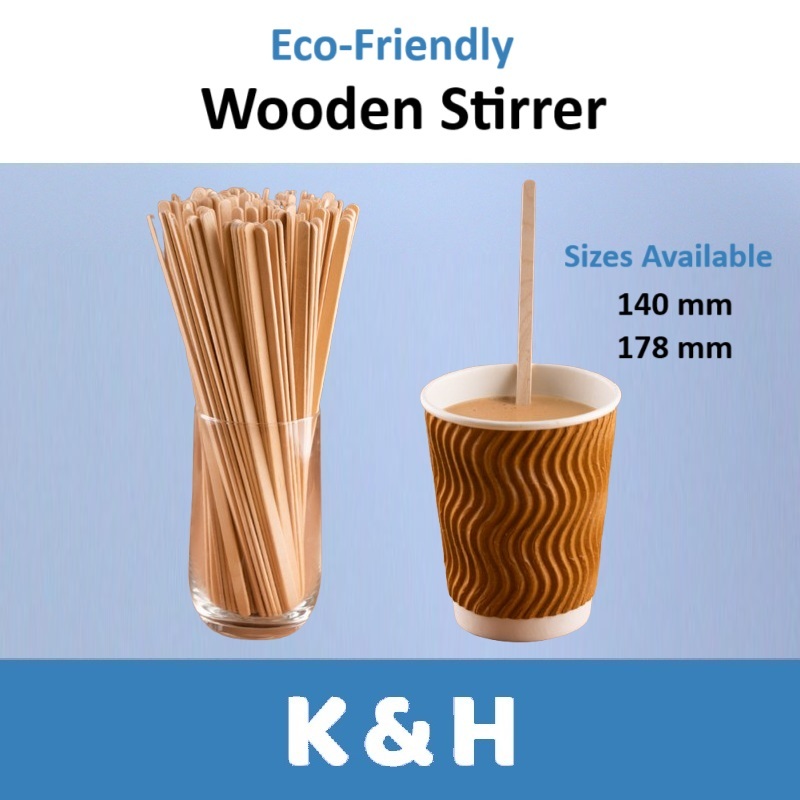 Pengacau Kayu untuk Minuman [500pcs] THICK 140mm 178mm Wooden Coffee ...
