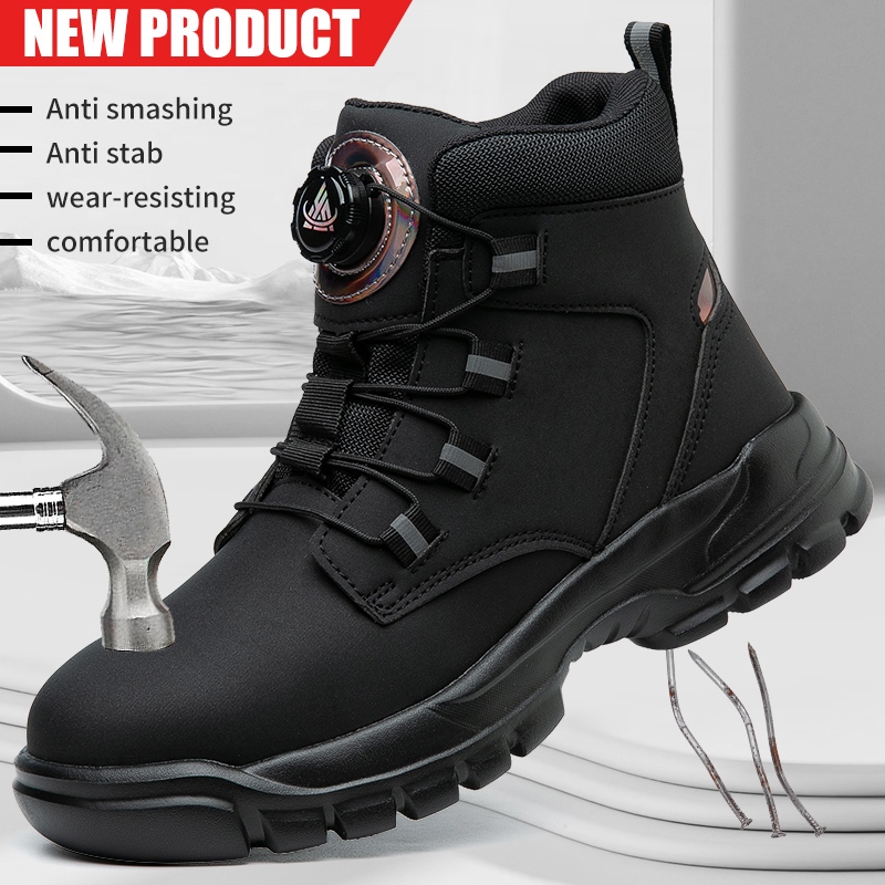 Men's Steel Toe Work Shoes, Breathable Comfortable Safety Shoes, Non ...