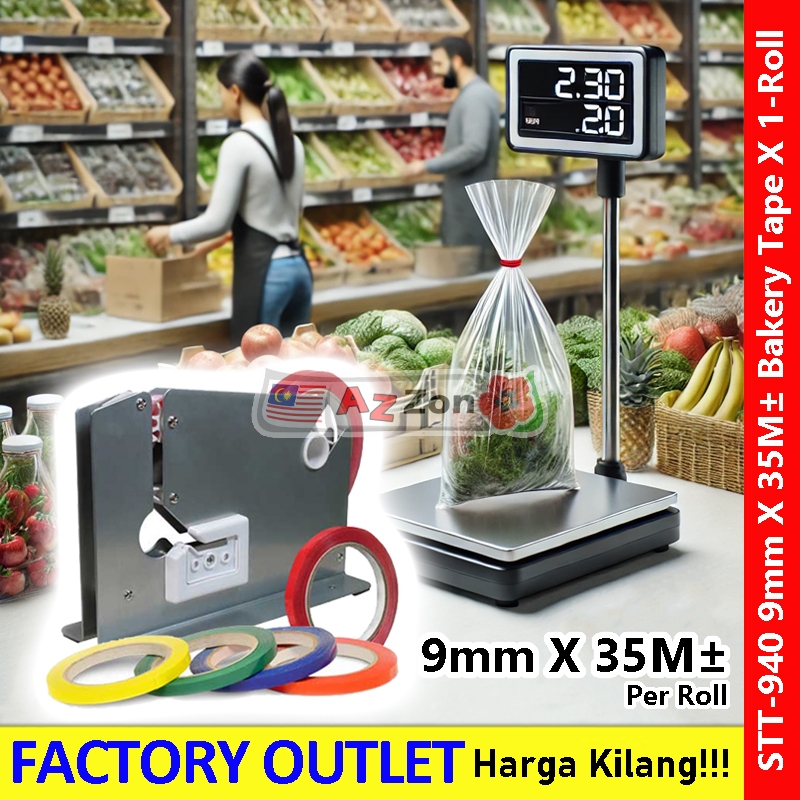 [READY STOCK] STT-940 9mm X 35M± Bakery Tape Roti Tape PVC Bag Sealer ...