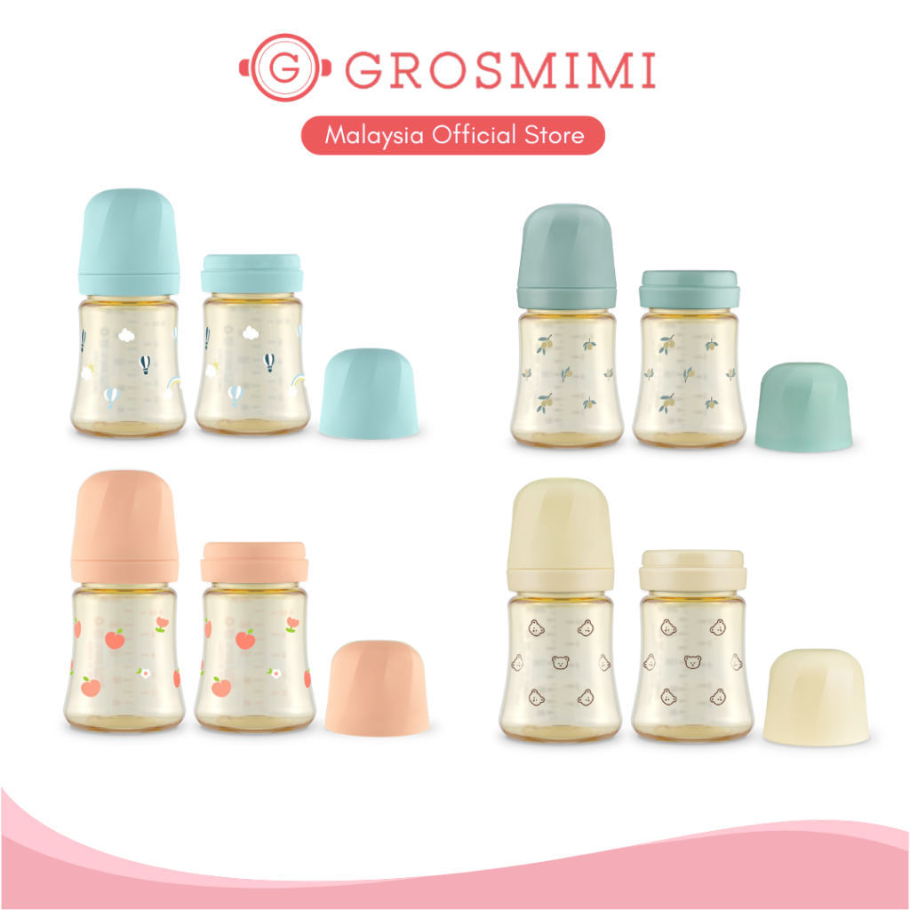 Grosmimi PPSU Twin Pack Baby Feeding Bottle Without Teat (200ml x 2 ...
