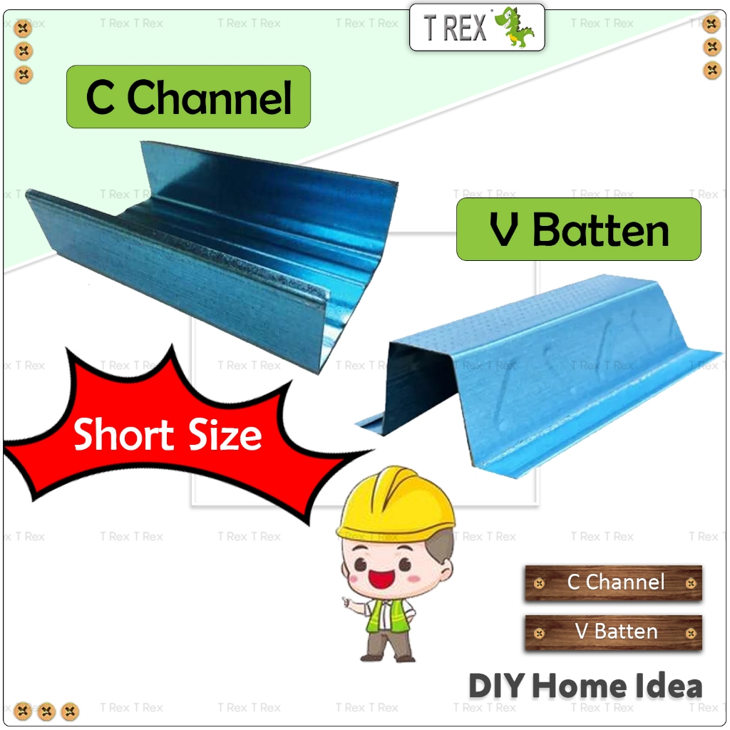 T Rex DIY Short 1.5" x 3" C Channel & V Batten Roofing Construction ...