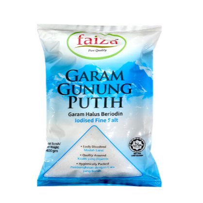 FAIZA Garam Putih - 400g / Garam Halus Beriodin / Garam Gunung Putih ...