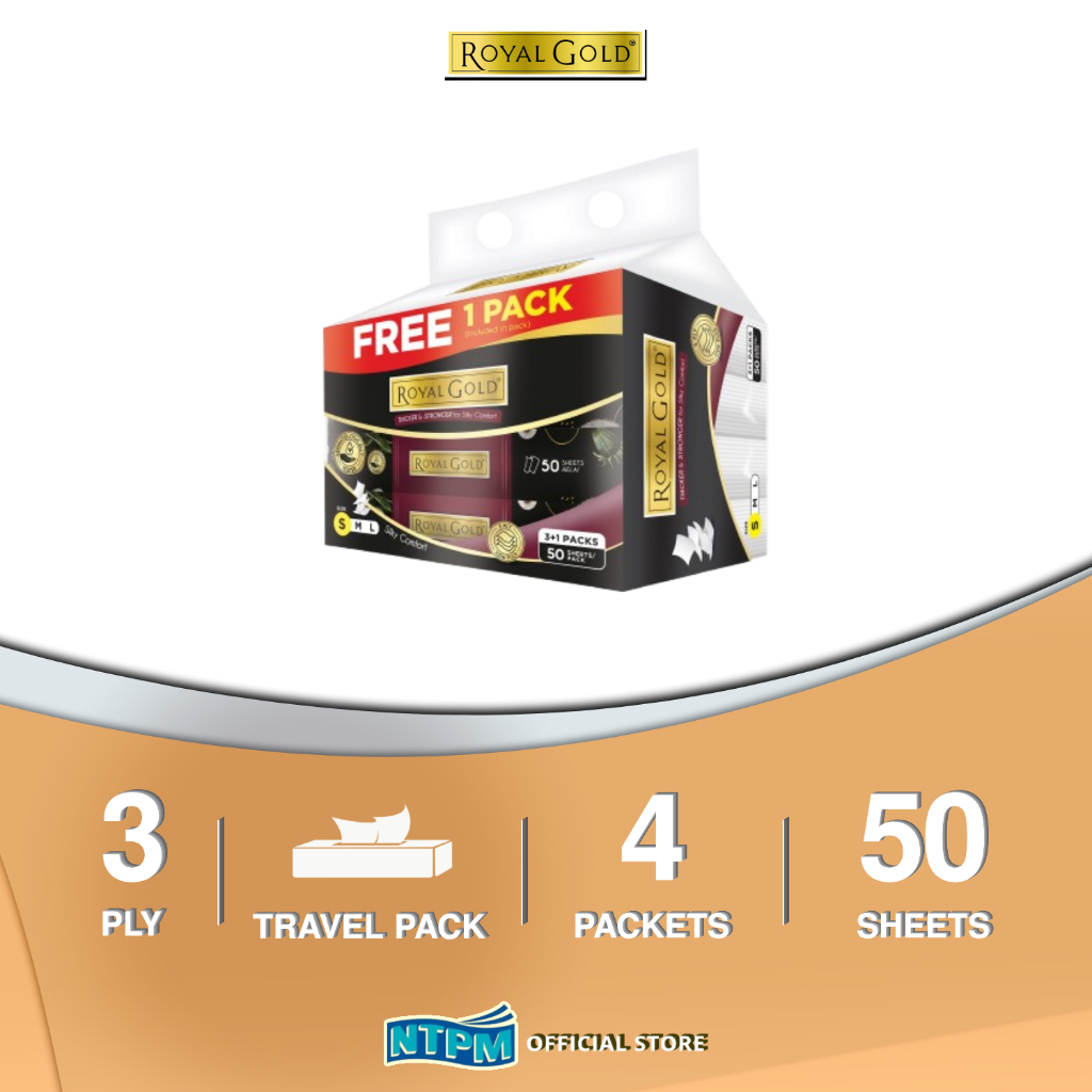 Royal Gold Luxurious (White) Travel Pack 3 PLY (50's x 4) | Shopee Malaysia