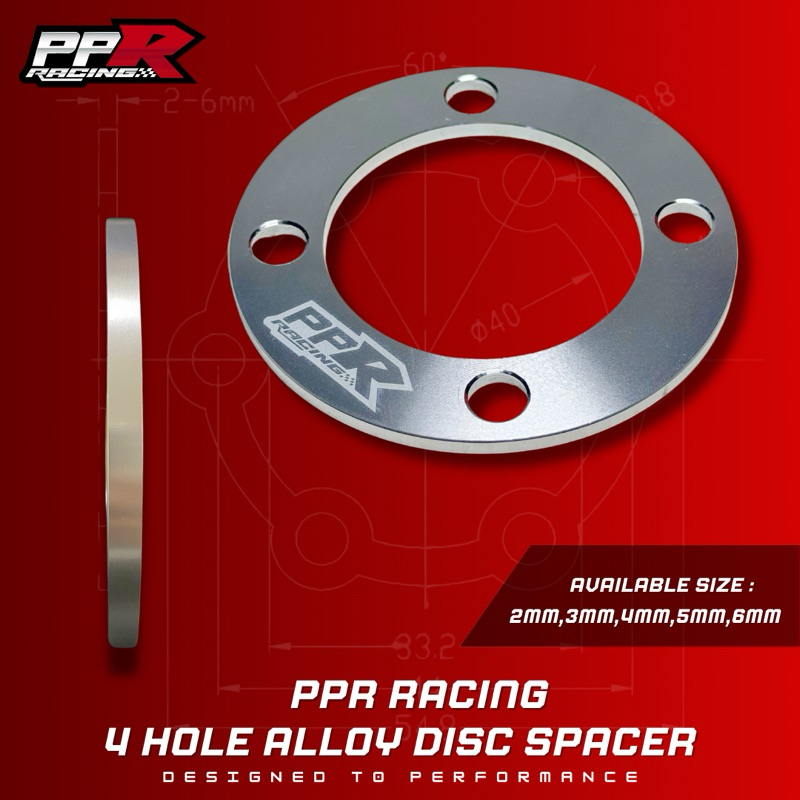 PPR RACING CNC ALLOY SPACER DISC 4HOLE YAMAHA LC135 Y15 2MM 3MM 4MM 5MM ...