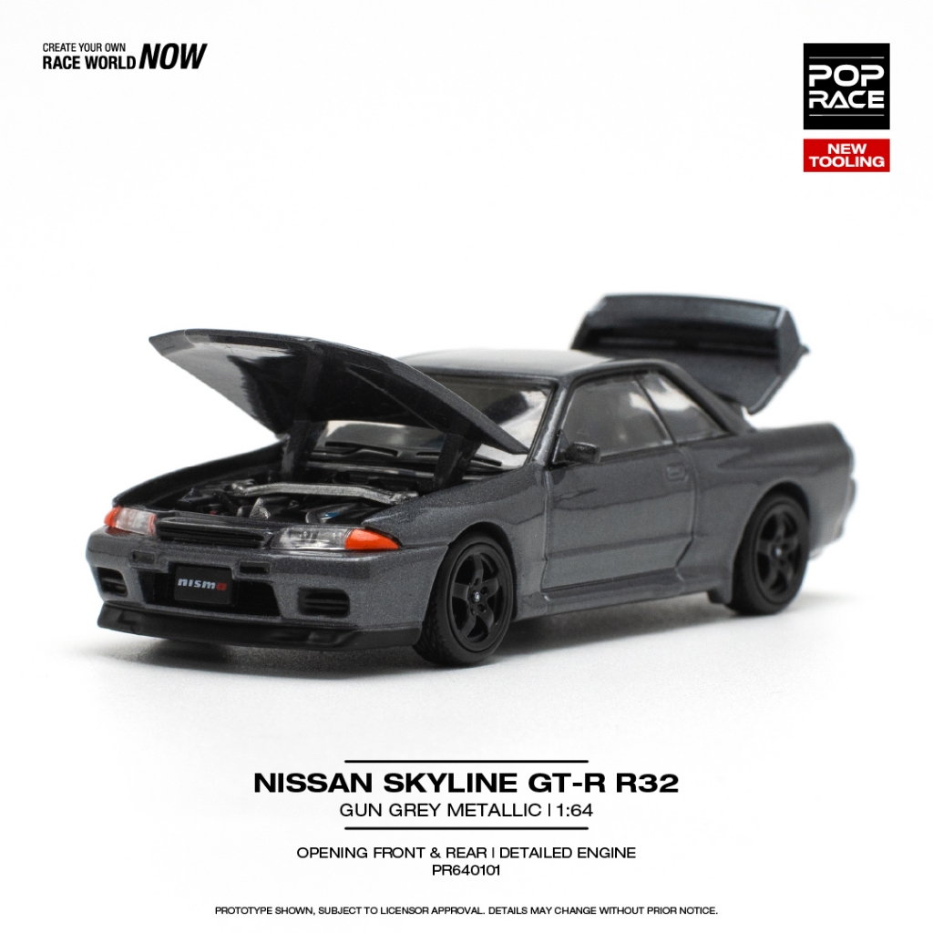 POP RACE Nissan Skyline GT-R32 Gun Grey Metallic (1/64 Diecast ...