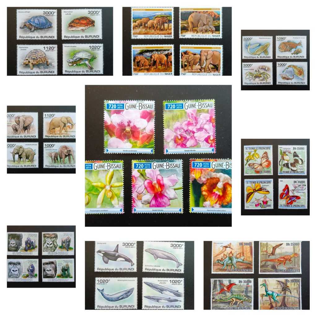 W051-W072 Mixed Themes WWF Flora & Fauna Vehicles Celebrities Stamps ...