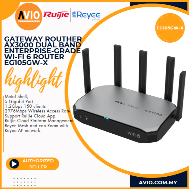 Ruijie Wi-Fi Wifi 6 AX3000 Wireless Dual Band Router 5 Gigabit RJ45 ...