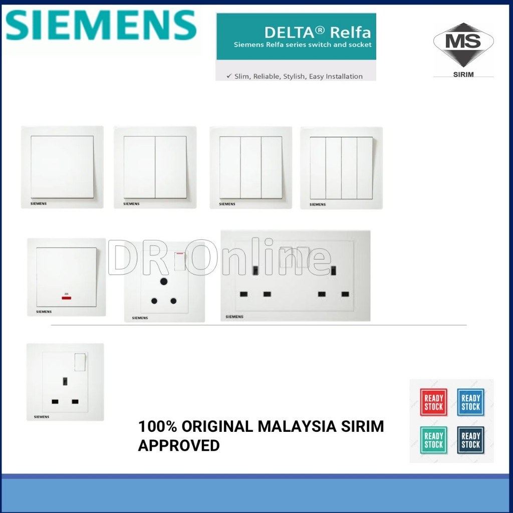 SIEMENS DELTA® Relfa SERIES PVC SWITCHES 1GANG,2GANG,3GANG,4GANG,1X13A ...