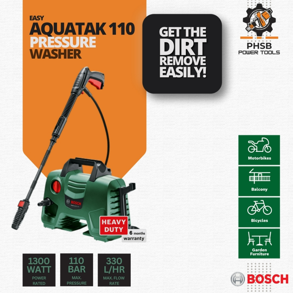 BOSCH OUTDOOR & GARDEN | EASY AQUATAK 110 BOSCH PRESSURE WASHER ...