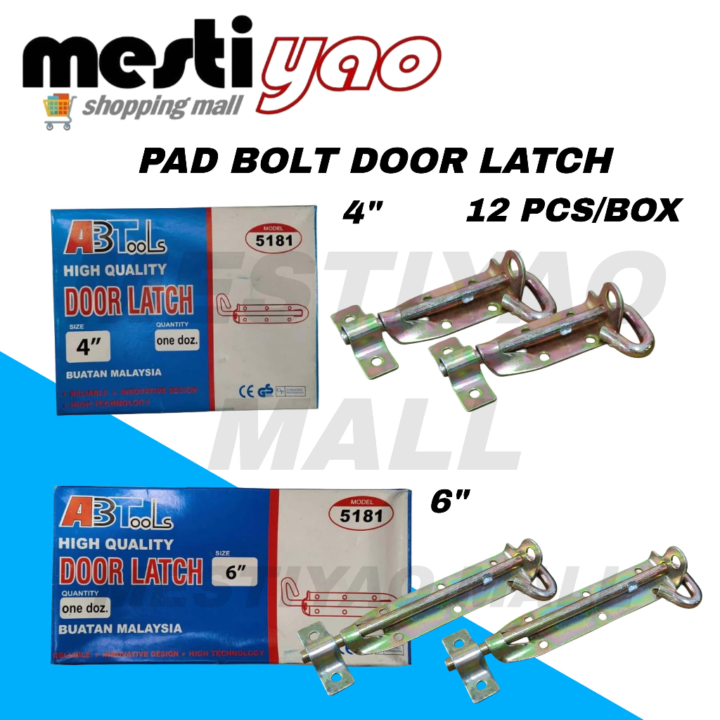 (12 PCS/BOX) 4” 6” Pad Bolt Door Latch/Selak Pintu | Shopee Malaysia