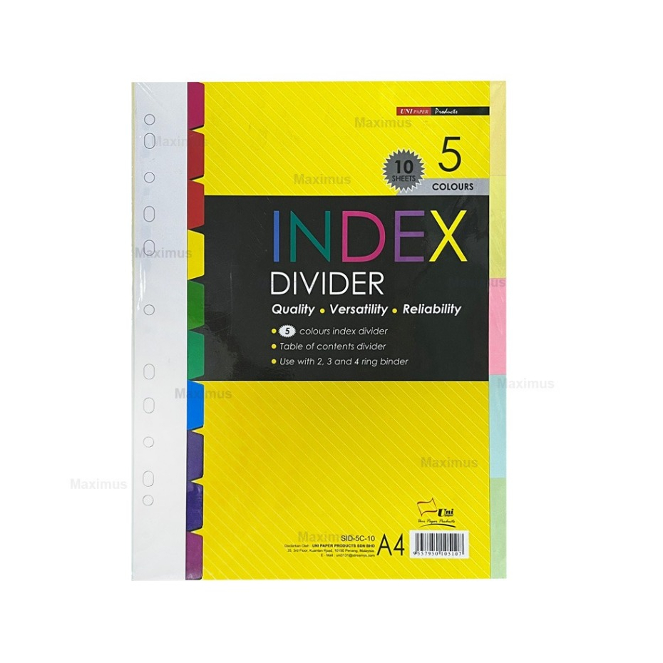 Uni Paper Color Paper Index Divider (5 Colors/10 Colors/10 Sheets/50 ...