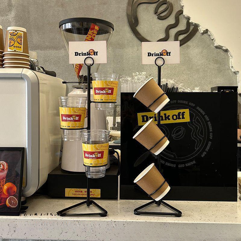 Cup Display Stand Bar Display Coffee Shop Beverage Desktop Cup Art Iron ...