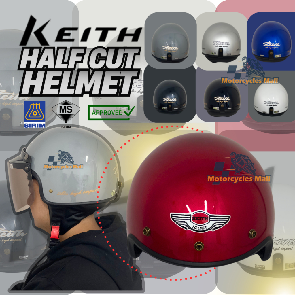 【READY STOCK】Keith 903 3 Pin Button Half Cut Motorcycle Helmet Malaysia ...