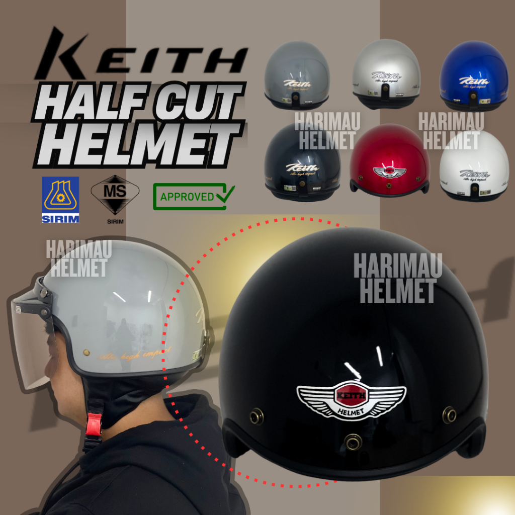 【READY STOCK】Keith 903 3 Pin Button Half Cut Motorcycle Helmet Malaysia ...