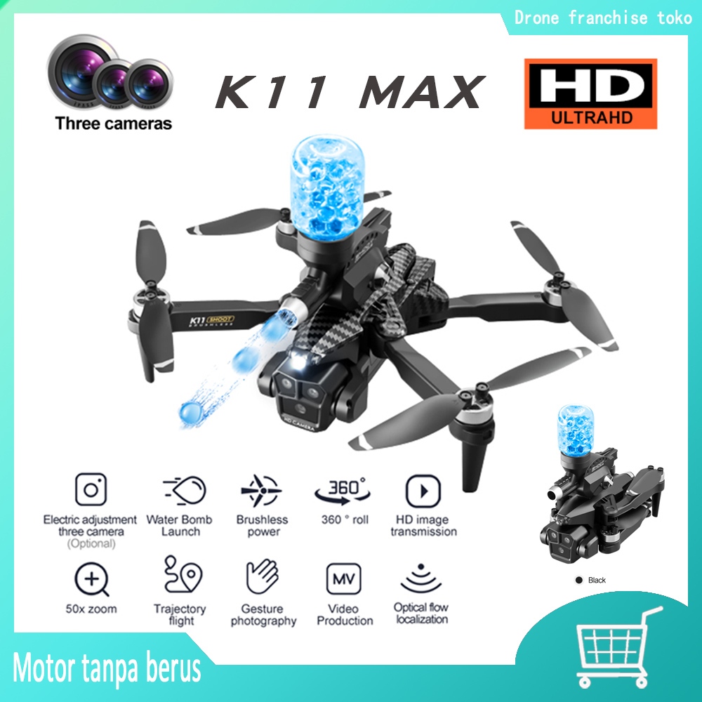 K11 Max Brushless Motor Drone Profesional 4K Triple Camera Dengan Bom Air Sudut Lebar Mengelak ...