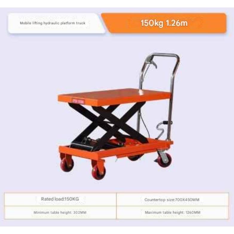 Manual Hydraulic Table High 1.26 Meter Lifting Cart Platform 150kg ...