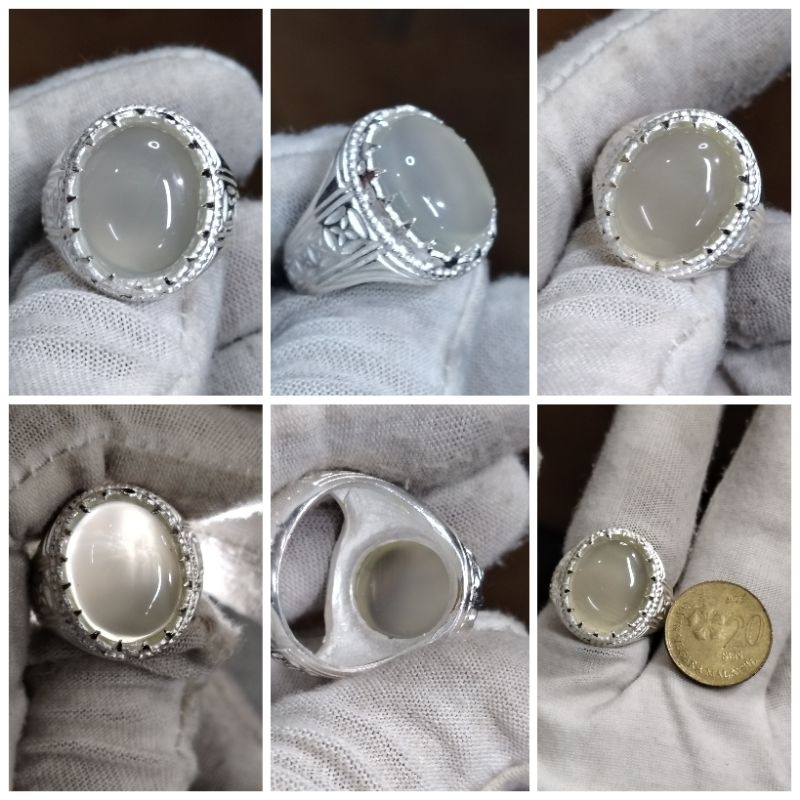Cincin Akik suleiman putih asli kuku banyak | Shopee Malaysia