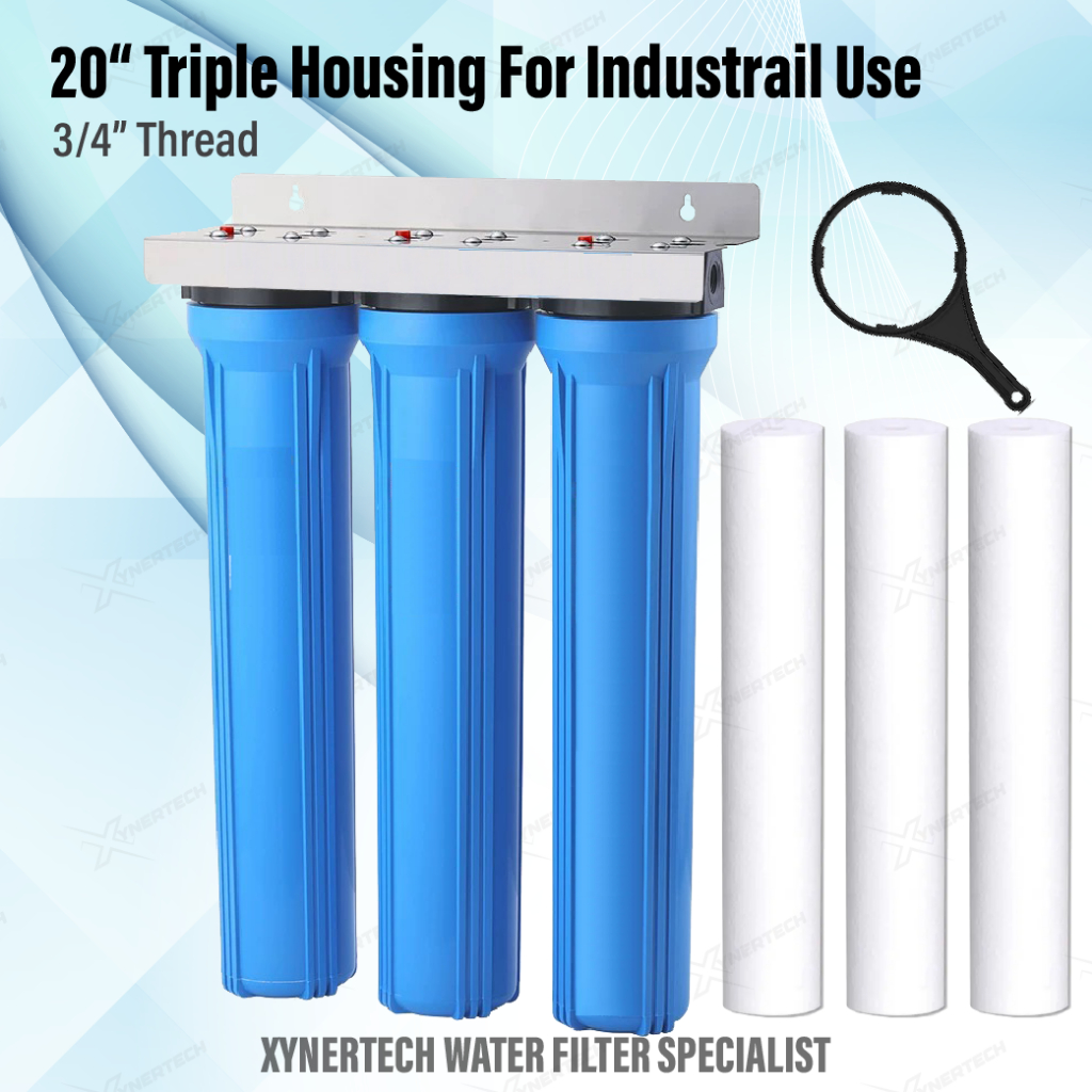20" Inch Triple Housing Water Filter Anti-Broken Casing Heavy Duty ...
