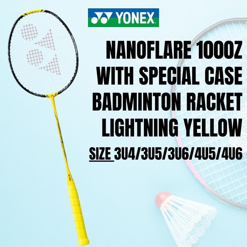 YONEX Nanoflare 1000Z Badminton Racket with Case - Lightning Yellow (824) - Various Weights ...